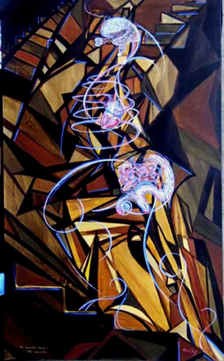 Nu remontant l'escalier. Painting by | Saatchi Art