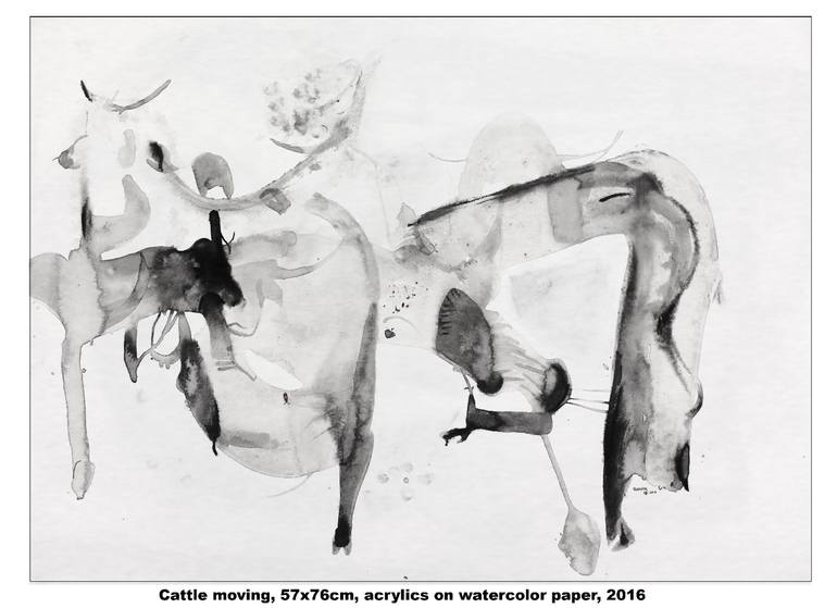 Cattle Moving Painting by Anthony Nsofor | Saatchi Art