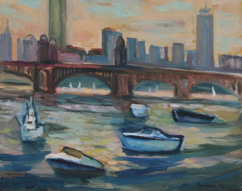 Charles River from Cambridge at sunset Painting by Ilya Lerner ...