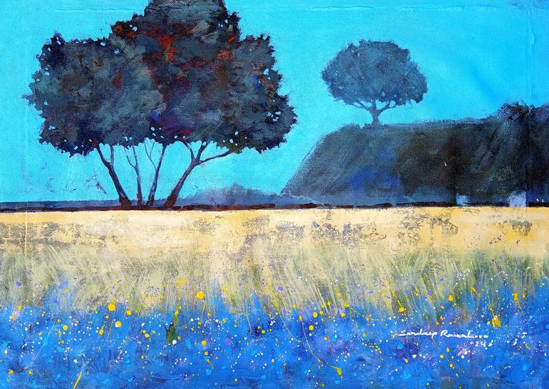 Far Away From City Life (Landscape) Painting by sandip raval | Saatchi Art