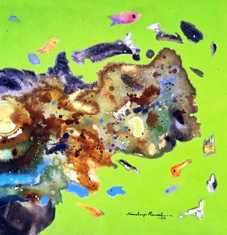 Supernatural World Underwater- Green Sea - 03 (Abstract) Painting by ...