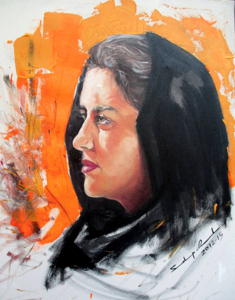 Beautiful lady with brown eyes Painting by sandip raval | Saatchi Art