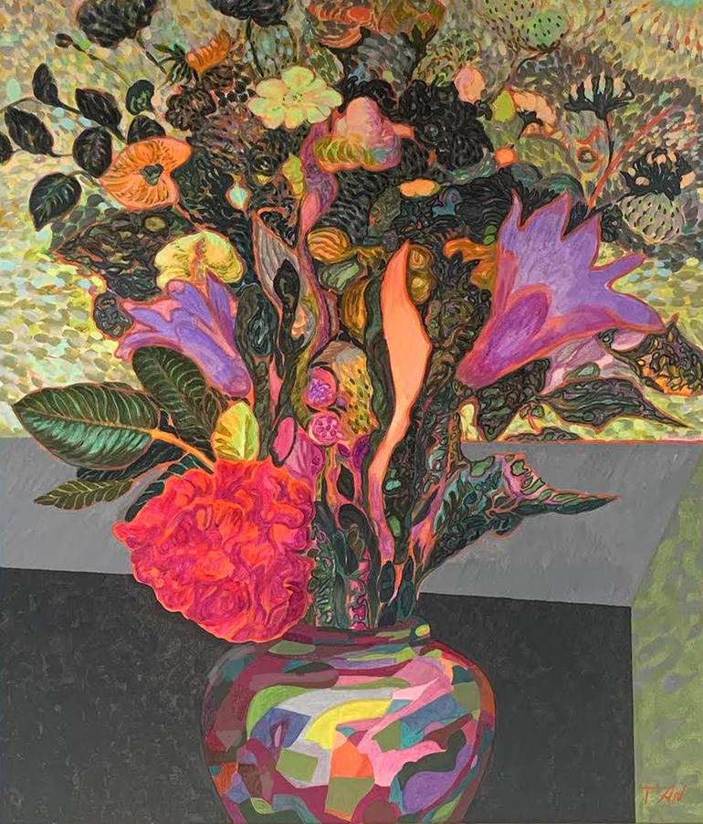 Heart Flower Painting by Tatiana An | Saatchi Art
