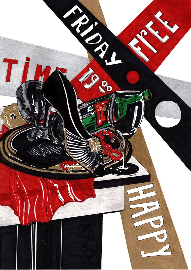 Happy friday) Drawing by Ilia Krughoff | Saatchi Art