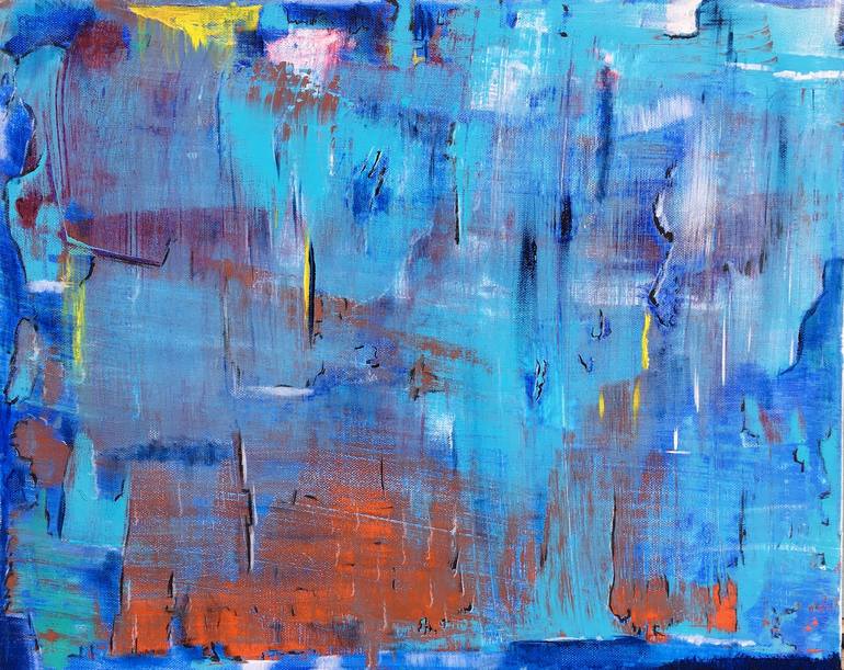 Blue and orange abstract Painting by Corbyn Rhodes | Saatchi Art