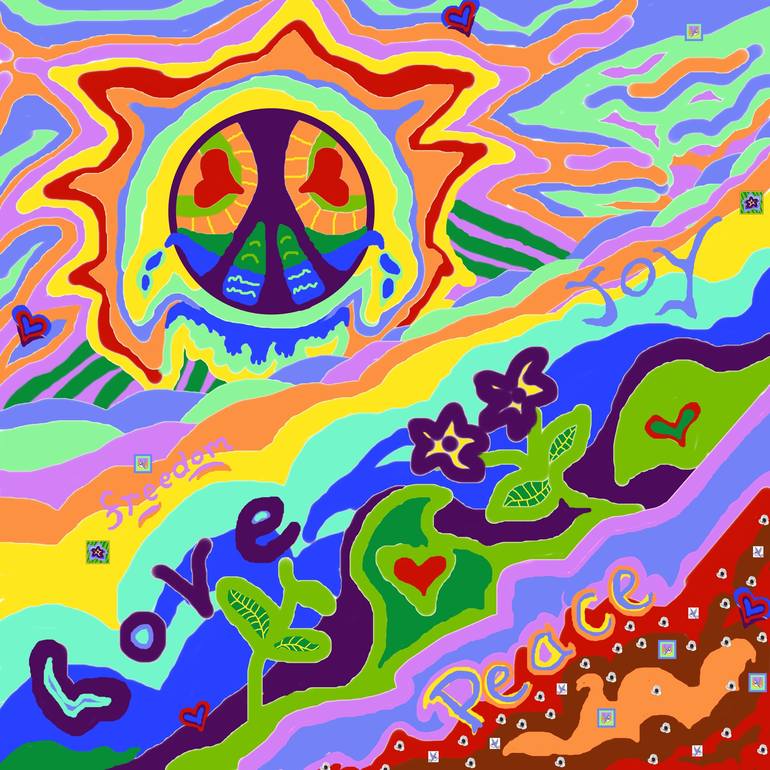 Love, Peace, Joy, Freedom Painting by Julia Woodman | Saatchi Art