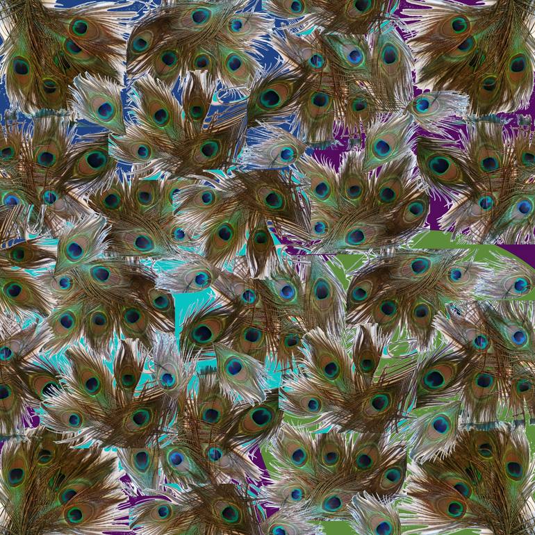 Peacock Feather Collage Collage by Julia Woodman | Saatchi Art