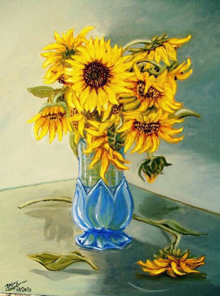 Sunflowers Painting by Rada Kacarevic - Cool | Saatchi Art