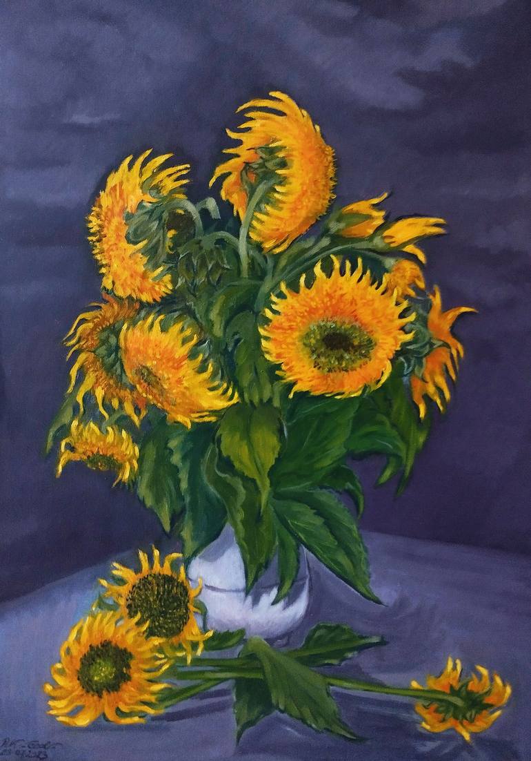 sunflowers Painting by Rada Kacarevic - Cool | Saatchi Art