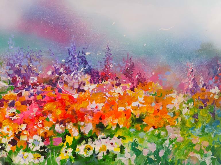 Colorful Flowers Field Painting by SOOS ROXANA GABRIELA | Saatchi Art