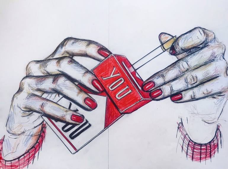 My favorite bad habit Drawing by Polina Barska | Saatchi Art