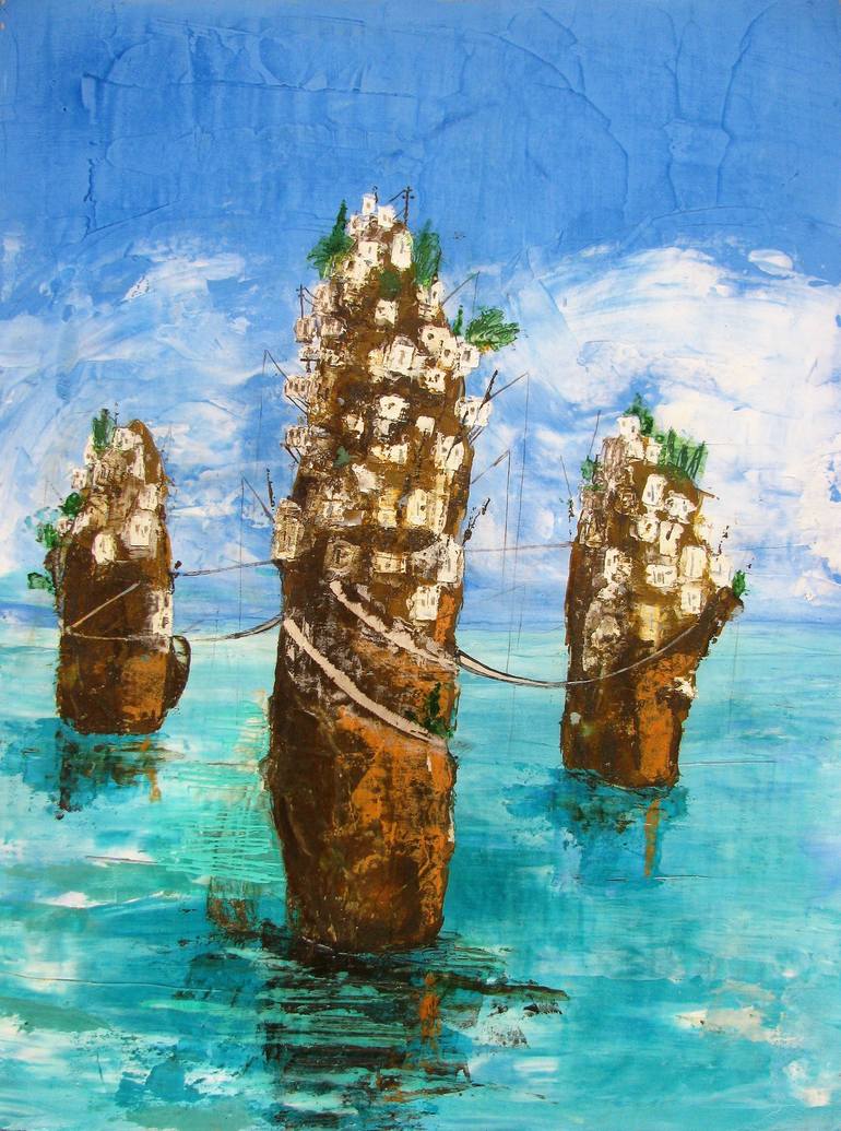 The City on the Rocks Painting by Patrick Bornemann | Saatchi Art