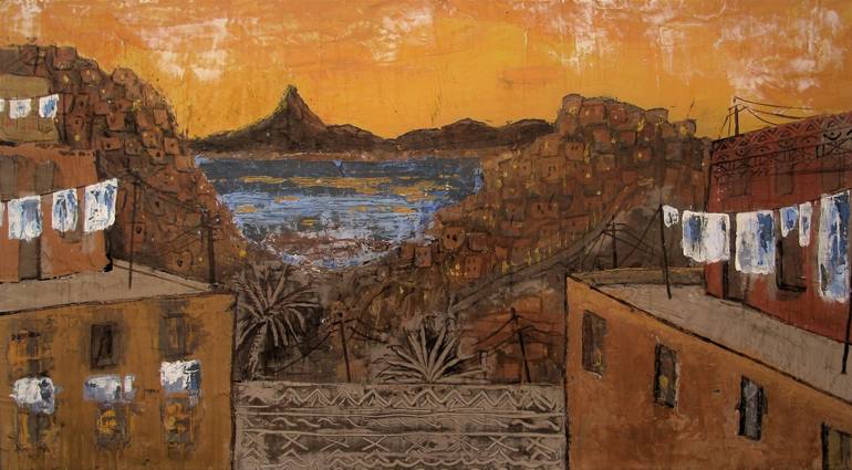 Favela Terrace laundry Painting by Patrick Bornemann | Saatchi Art