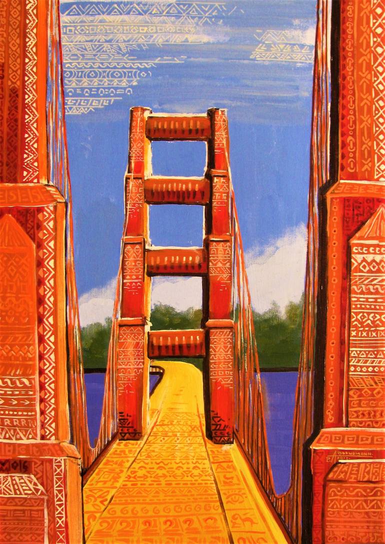 Native American Golden Gate Bridge Painting by Patrick Bornemann ...