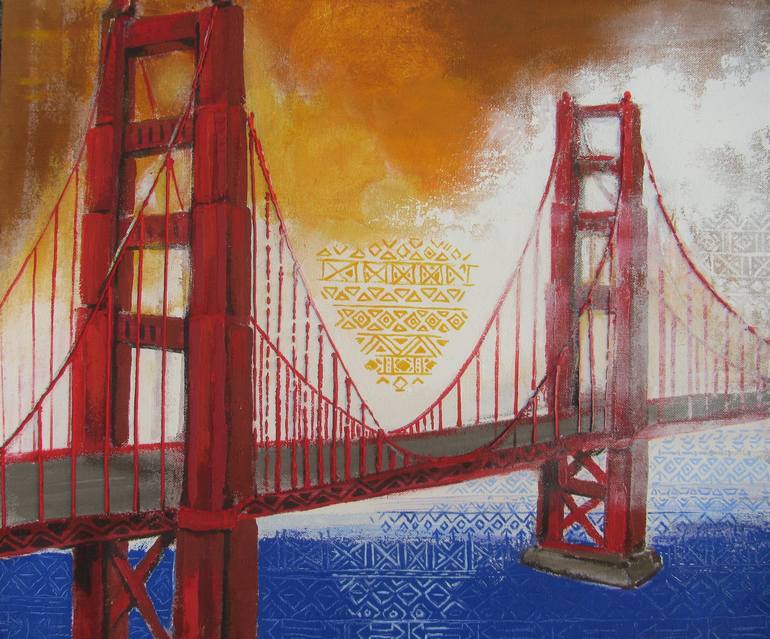 Golden Gate Bridge Abstract Painting San Francisco, Golden Gate Bridge
