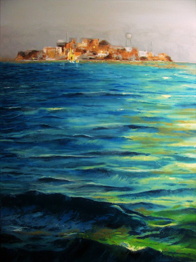 Alcatraz from the Ferry Painting by Patrick Bornemann | Saatchi Art