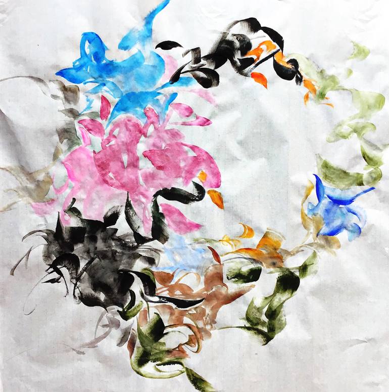 Abstract acrylic painting on Chinese rice paper Painting by Azure Kang ...