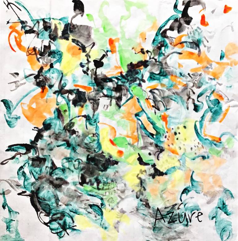 Abstract painting on Chinese rice paper Painting by Azure Kang ...