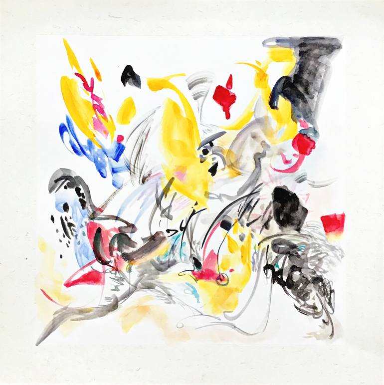 Abstract painting on Chinese rice paper Painting by Azure Kang ...