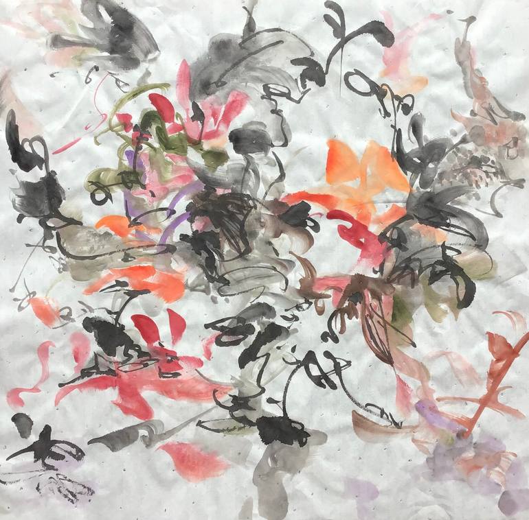Abstract painting on Chinese rice paper Painting by Azure Kang ...