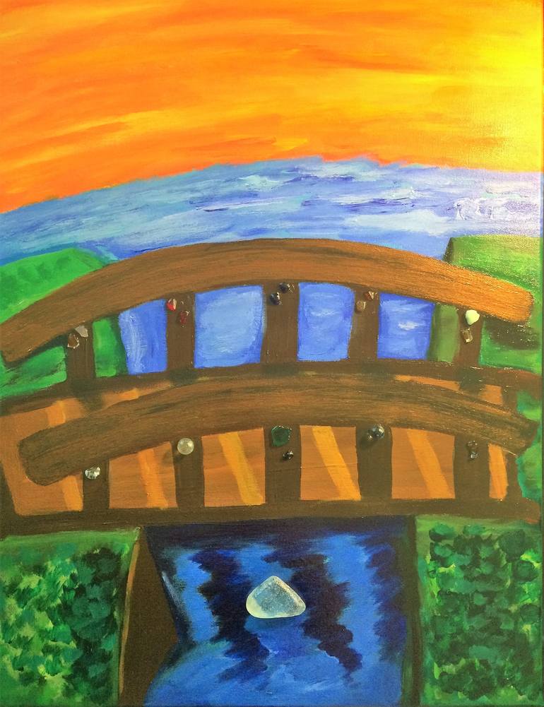 Love Lock Bridge, Original Art Painting, Acrylic Canvas Painting by ...