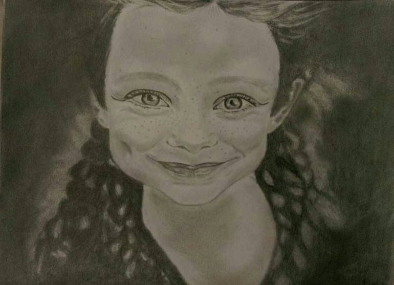 Little Girl Smiling Drawing