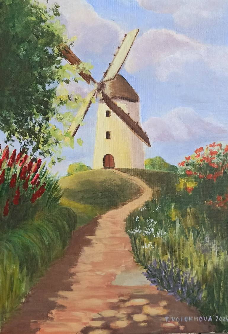 Windmill Painting by Tatiana Volokhova | Saatchi Art