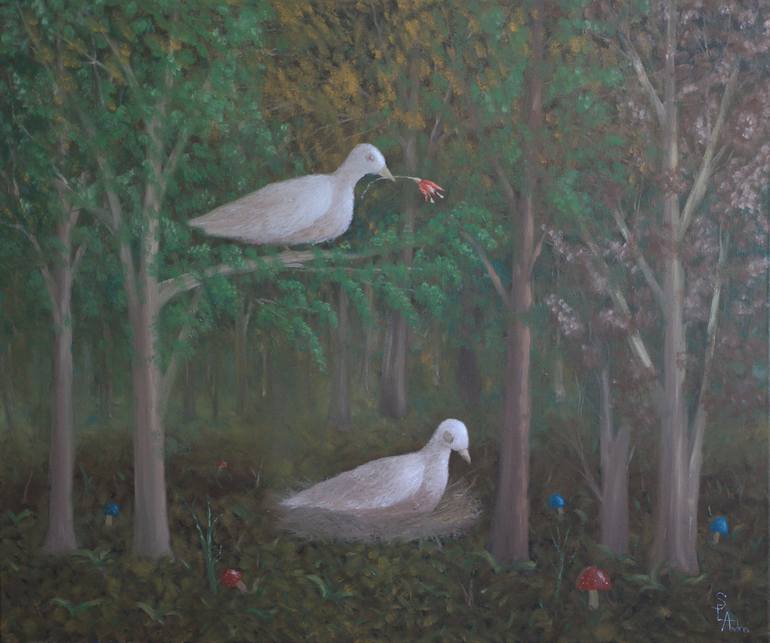 Two birds Painting by Eduard Andrei Simion | Saatchi Art