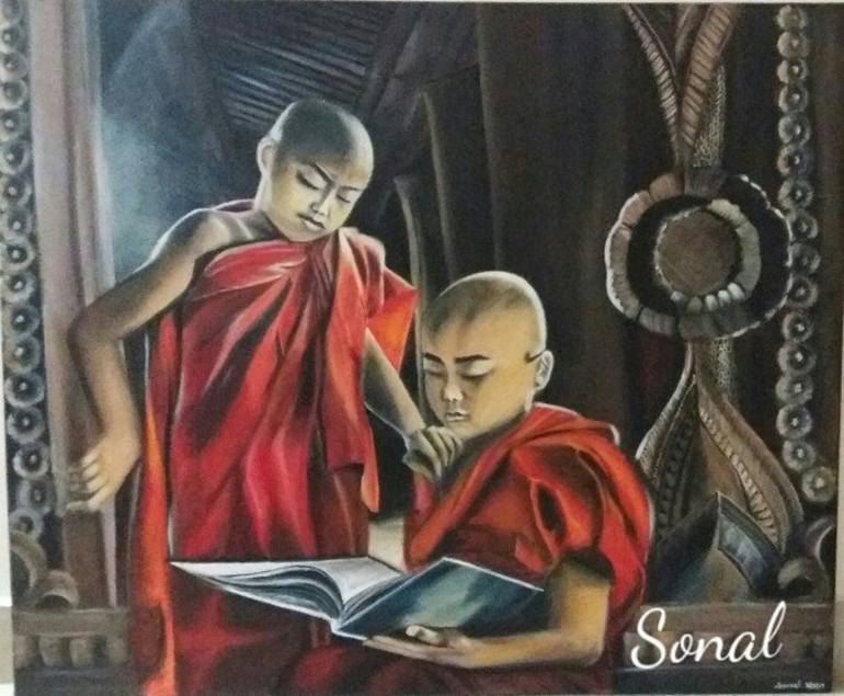 The Novice Monks Painting by Sonal Ashish | Saatchi Art
