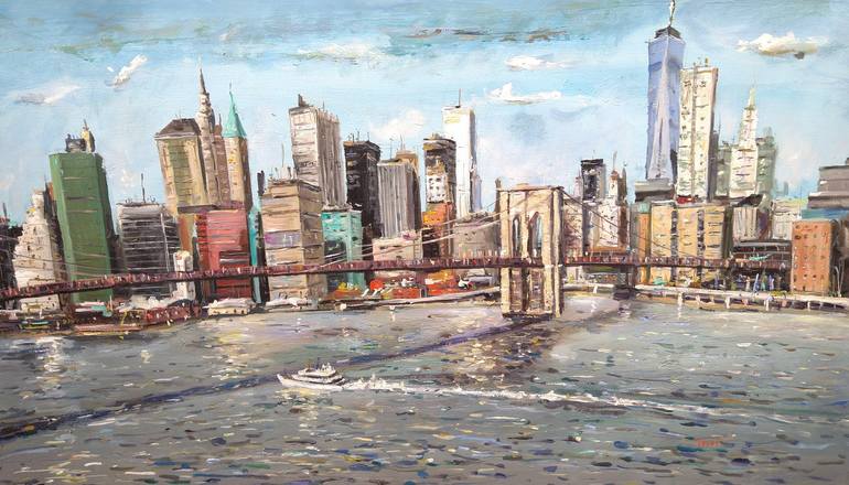 New york, brooklyn bridge. Painting by Federico Tesei | Saatchi Art