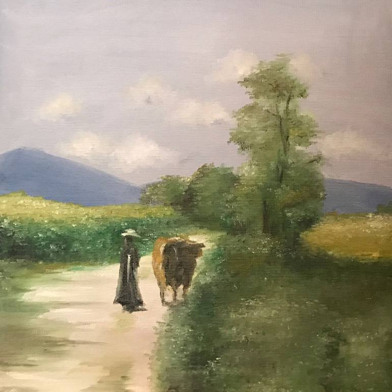 Field summer Painting by Helen Fan | Saatchi Art