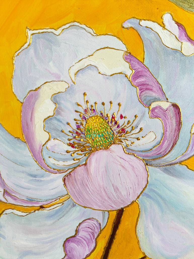 Golden Bloom Painting by Jie Song | Saatchi Art Portugal