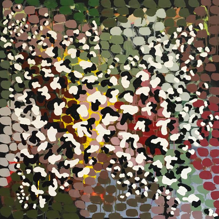 Distortion with Greens and Mauves Painting by Robert Dunt | Saatchi Art