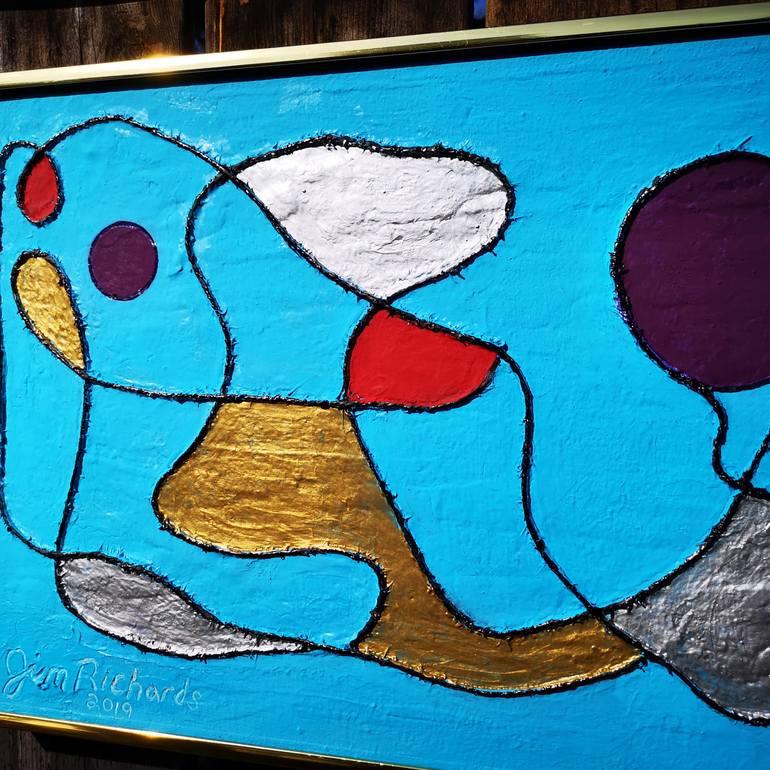 String Art Cubist Style Abstract(In Tropical Blue) Painting by Jim ...