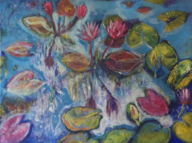 Lilies on the Pond Painting by Ragnit von Mosch | Saatchi Art