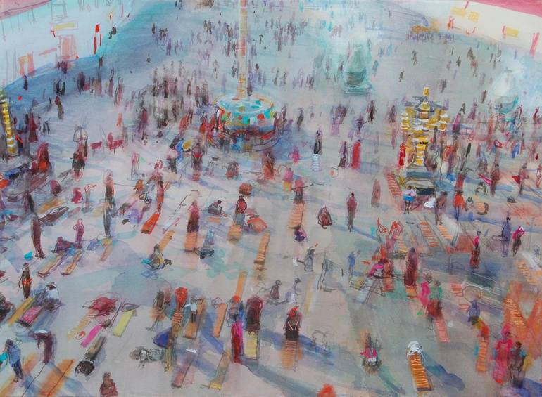 From the Roof, Jokhang Temple, Lhasa Painting by Simon Pierse | Saatchi Art