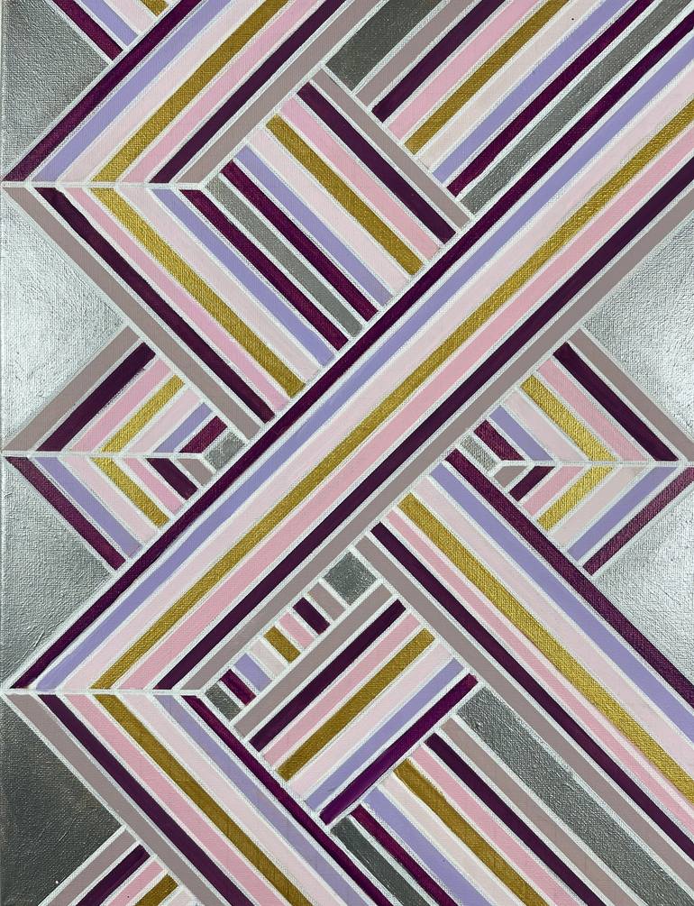 Metallic Silver Pink Purple Gold 12x16 Geometric Painting Painting by ...