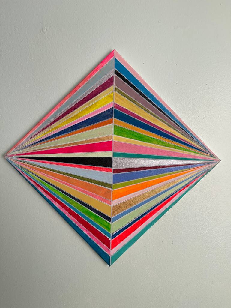Multicolor Metallic Neon Color Prism Geometric Painting 14x14 Painting ...