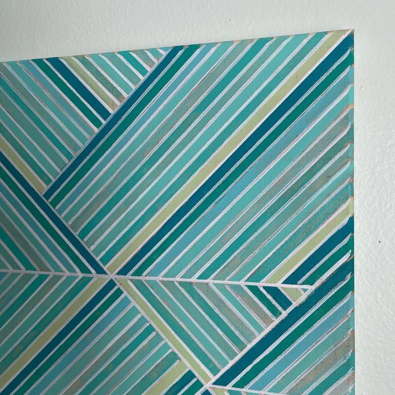 Blue Monochromatic Geometric Acrylic on Canvas 14x14 Painting by Amy ...