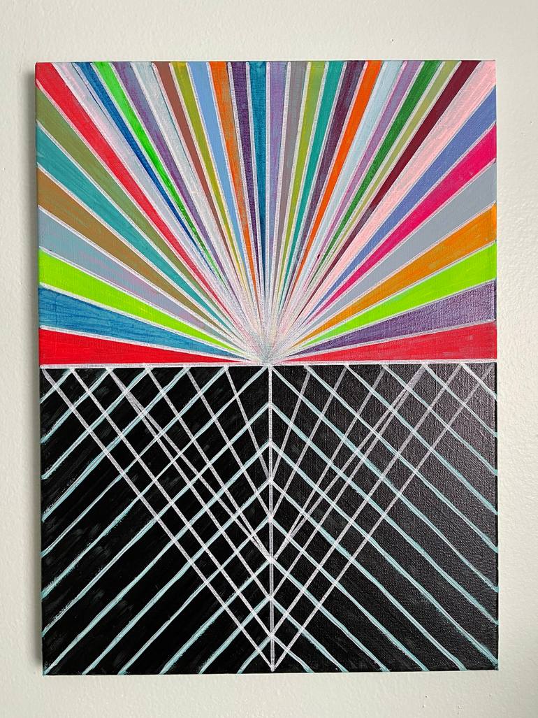 Multicolor and Black Geometric Acrylic Painting 12x16 Painting by Amy ...