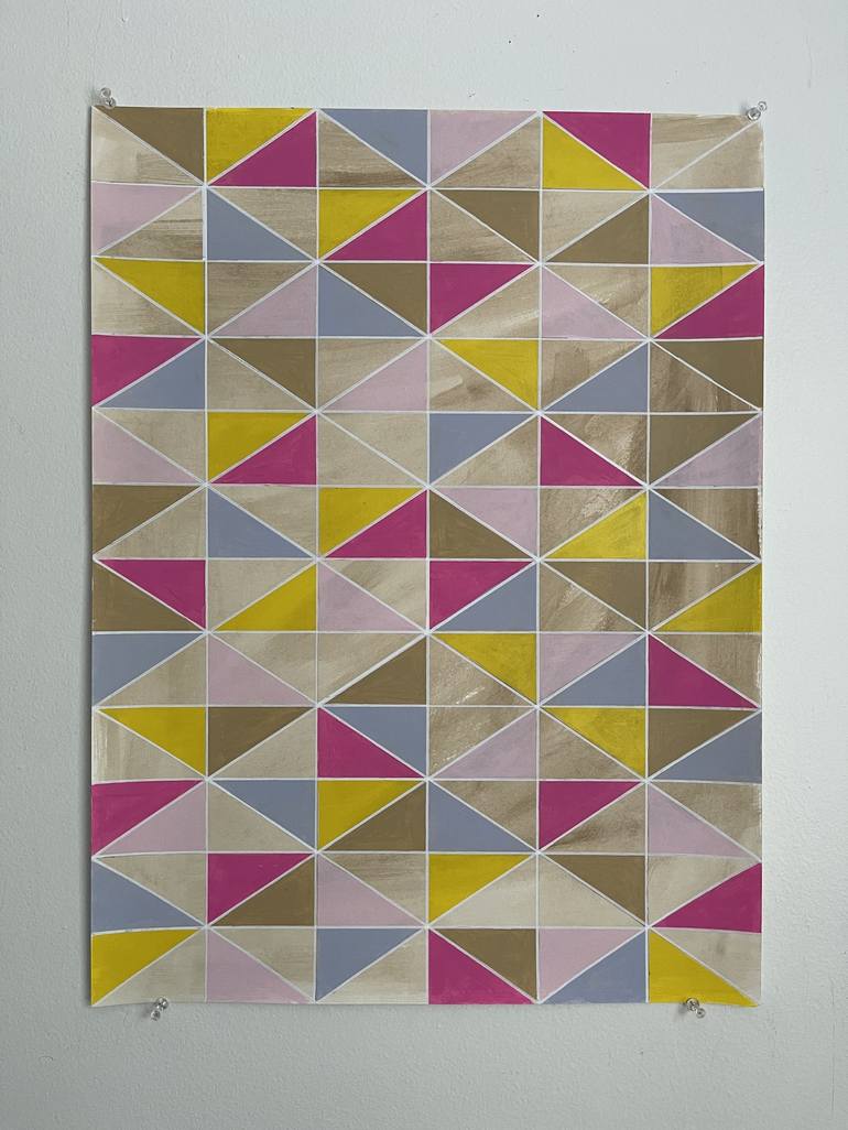 Pink Yellow Geometric Painting by Amy Illardo | Saatchi Art