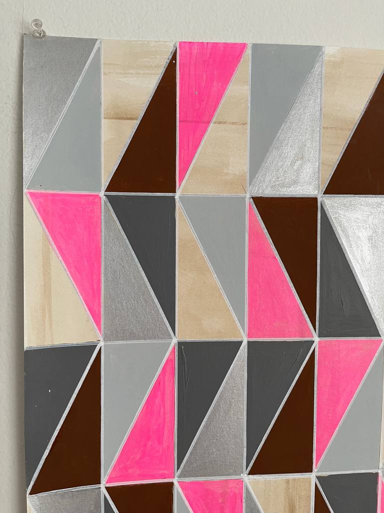 Brown Pink Metallic Silver Geometric Painting by Amy Illardo | Saatchi Art