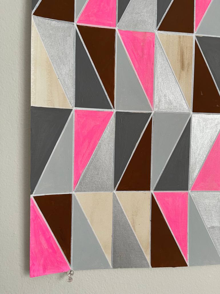 Brown Pink Metallic Silver Geometric Painting by Amy Illardo | Saatchi Art