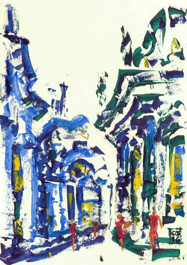 Spectral side street Drawing by Sergey Estrin | Saatchi Art