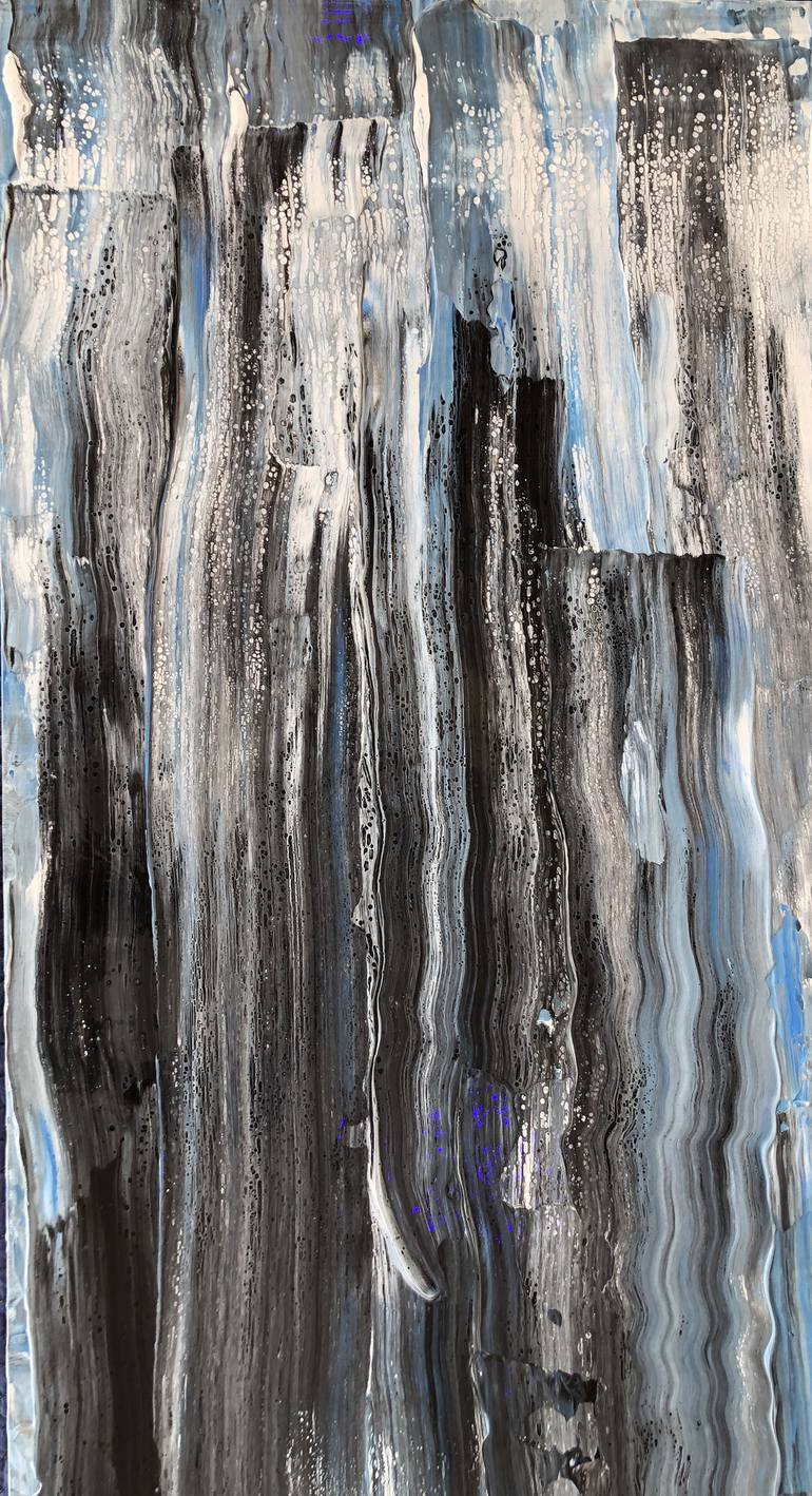 Abstract Acrylic Painting -Black/Blue Painting by Stephen Anselmo ...