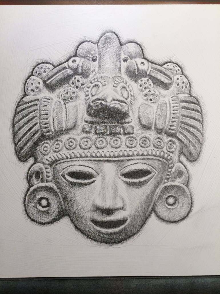 Aztec Mask Painting by Martin Schlierkamp | Saatchi Art