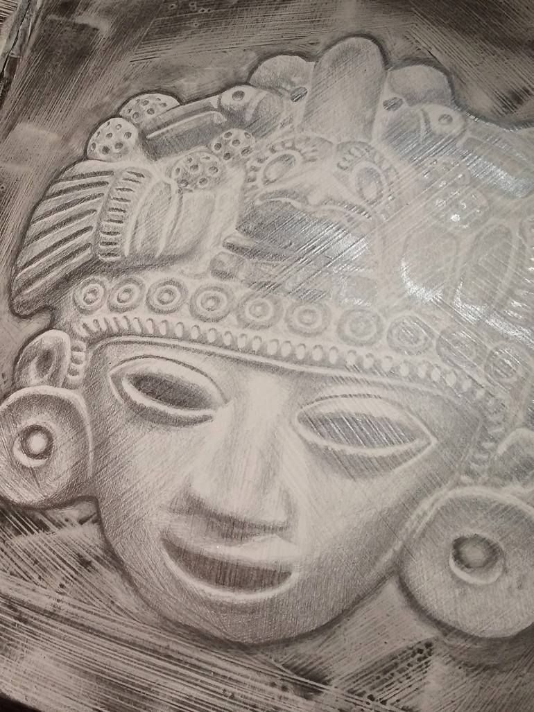 Aztec Mask Painting by Martin Schlierkamp | Saatchi Art