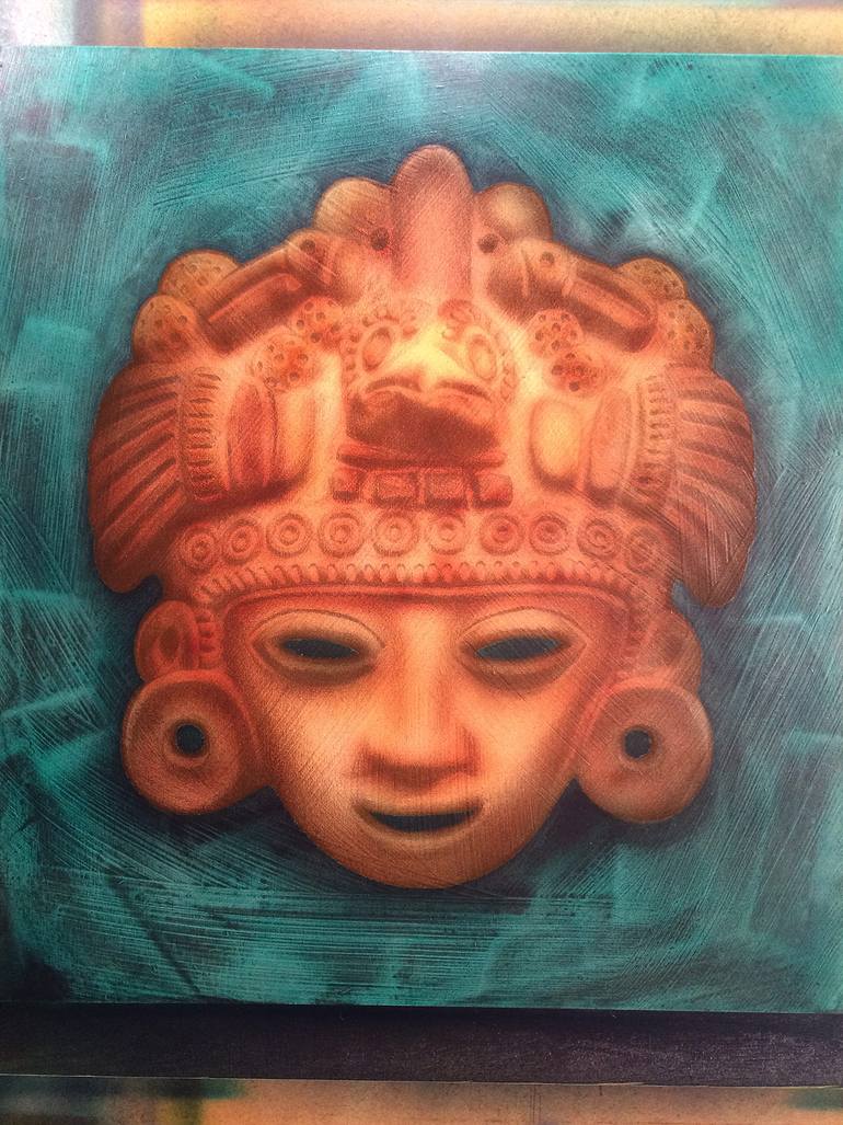 Aztec Mask Painting by Martin Schlierkamp | Saatchi Art