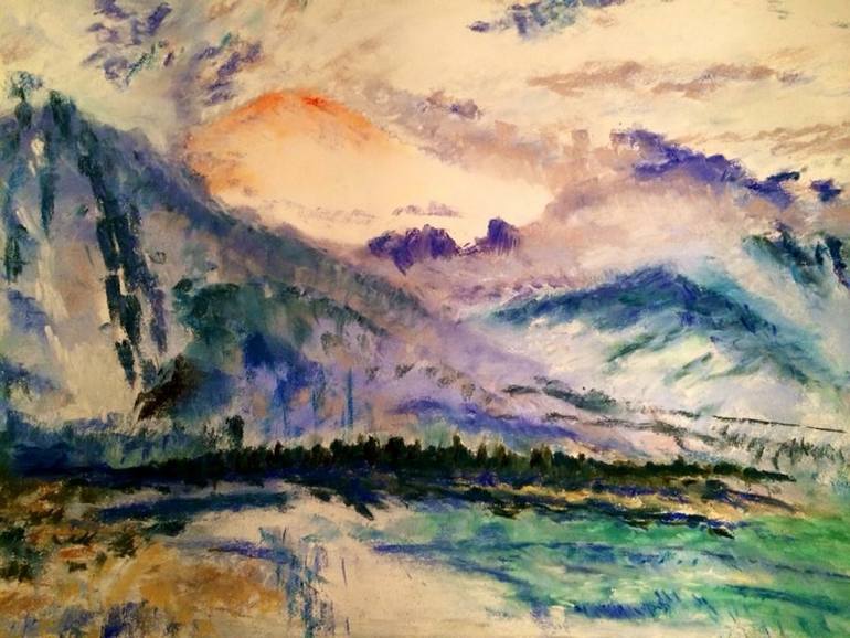 Swiss alps Drawing by Matthew J Taylor | Saatchi Art