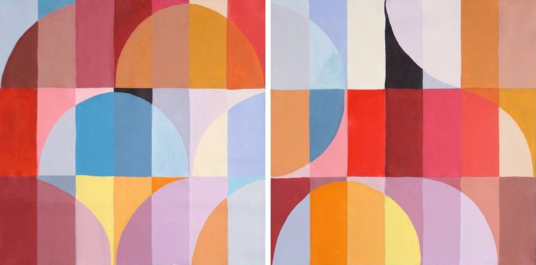 Red Ruby Tiles Painting by Kind of Cyan | Saatchi Art